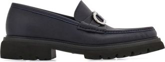 Ferragamo Homme, Chaussures, Bleu, Taille: 43 EU Chaussures Plates en Cuir Bleu