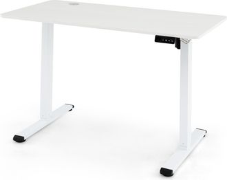Costway Höhenverstellbarer Schreibtisch, elektrischer Stehschreibtisch 120 x 60 cm mit Kopfhörerhaken & Kabelmanagemet, ergonomischer Computertisch mit Memory