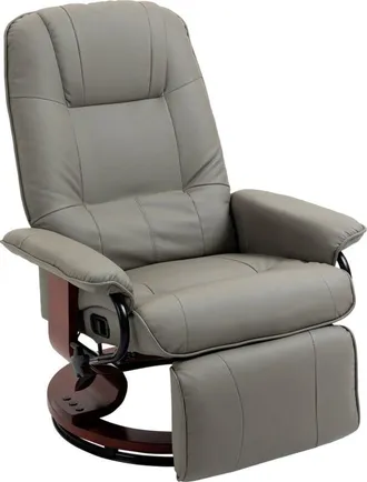 HOMCOM Homcom - Fauteuil relax inclinable pivotant repose-pied réglable piètement bois revêtement synthétique gris