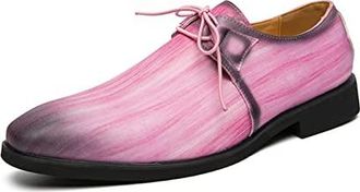 Dadijier Dress Oxford Shoes for Men Lace Up Black Burnished Toe Derby Shoes PU Leather Non Slip Rubber Sole Low Top Slip Resistant Anti-Slip Party Chaussures h