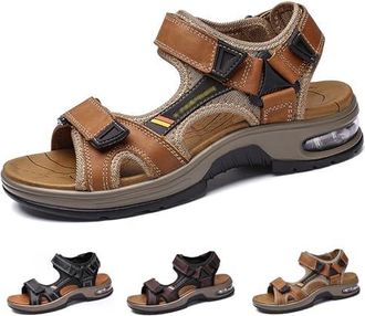 Generic Hommes Sandales en Cuir dété Léger Orthopédique Chaussures de Randonnée Extérieur Sport Plage Bout Ouvert Sportives avec Soutien de La Voûte Plantaire