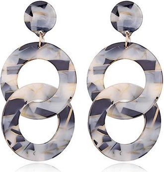 Generic Boucles doreilles Pendantes &agrave; Double Cercle de Bijoux en r&eacute;sine Acrylique, Grises, Robustes et &eacute;conomiquesTraitement Durable