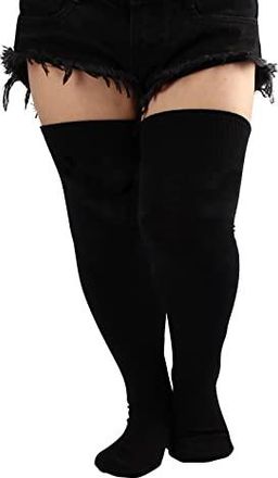 Generic Chaussettes Hautes Femme Oversize, Chaussettes Hautes Au-Dessus Du Genou pour Femmes, Grande Taille, Chaussettes en Coton, Chaussettes Extra Épaisses,