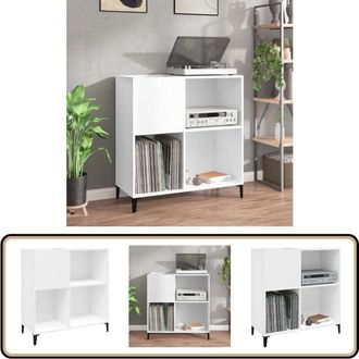 vidaXL Plattenschrank Weiß 84,5x38x89 cm Holzwerkstoff - Plattenspeicher - Vinylregal - HiFi Regal - Wohnzimmerschrank - Sideboard