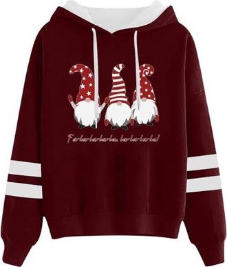 Generic Sweat &agrave; capuche imprim&eacute; de No&euml;l &agrave; manches longues pour femme | Sweat &agrave; capuche festif, Rouge, XXL