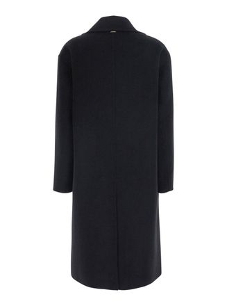 Twinset Womens Coat With Notched Collar Black Polyester