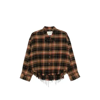 R13 Frayed-hem Cropped Shirt