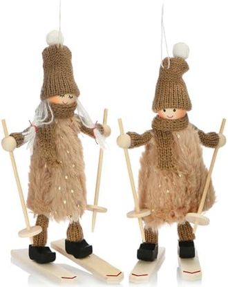 Com-Four Figurine de No&euml;l Premium pour d&eacute;corations de No&euml;l, Figurines de Skieur comme Objet de d&eacute;coration hivernale, d&eacute;coration de Chambre ou Cadeau (02 pi&egrave;ces