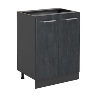 Vicco Meuble bas de cuisine R-Line, B&eacute;ton noir, 60 cm sans plan de travail Vicco