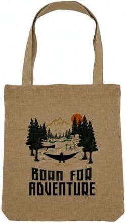 Fabulous Sac Shopping Tote Bag Aspect Lin - Born For Adventure Camping Hiking Travel - Sac de Courses Toile Epaisse 360g Beige Naturel Cabas Port&eacute; Epaule Solid