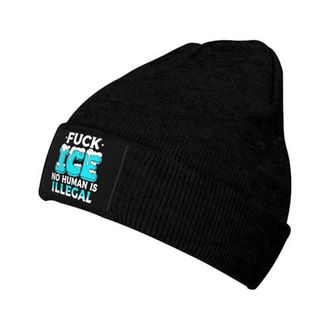 Generic Unisexe Bonnet Tricot&eacute;, Aucun Humain nest ill&eacute;gal. Fuck Ice, Coupe-Vent Beanie Tricot&eacute;, Bonnet Chapeau Tricot pour Adultes, Femme, Cyclisme