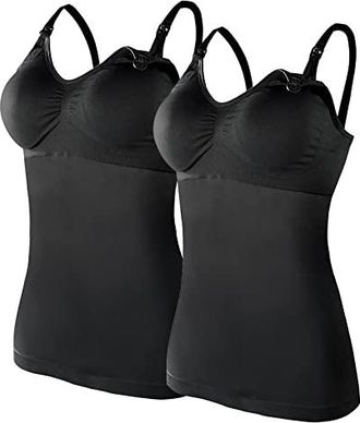 Generic Lot de 2 soutiens-gorge pour femme - D&eacute;bardeurs dinfirmi&egrave;re int&eacute;gr&eacute;s - Camisole de maternit&eacute; - Avec 4 coussinets, Noir, XL