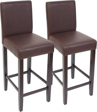 Mendler 2er-Set Barhocker Barstuhl M37 Kunstleder - braun, dunkle F&uuml;&szlig;e
