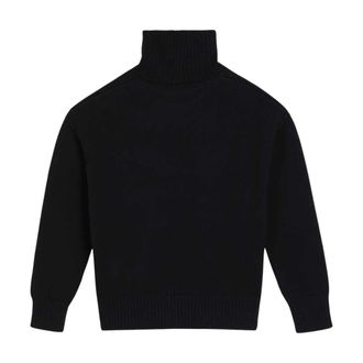 Ami Homme, Pulls, Noir, Taille: XS Pull &agrave; col chemin&eacute;e avec Ami De Coeur contrast&eacute;