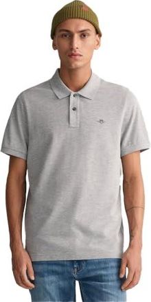 GANT Gant REG SS Polo À Manches Courtes en Piqué Shield Regular, Grey Melange, 4XL Homme