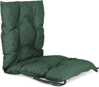 MG Design Stuhlkissen 50 x 100 cm Sitzkissen grün - Gartenstühle Sitzauflagen aus Polsterstoff, mit weicher Füllung, mit Schnüren zum Binden - Niedriglehner Auf