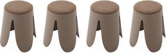 Sweeek Alices Home - Set de 4 tabourets empilables Marrons. Bouclette texturée. Niki. Ø30 / 44 x H46cm