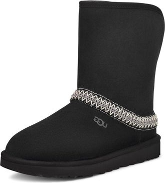 UGG Damen Classic Short Crescent Mode-Stiefel, Schwarz, 42 EU