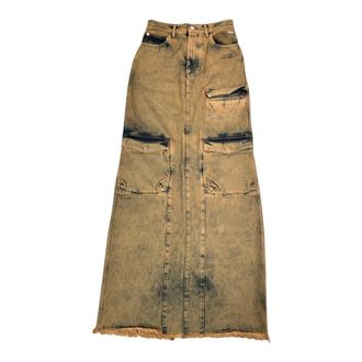 GCDS Gcds, Femme, Jupes, Brun, Taille: W27 Longue Jupe en Jean