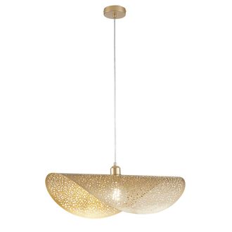 Luce-Ambiente-Design Rhei-tara Suspension in Perforated Gold Metal with Single Sail 60 Cm