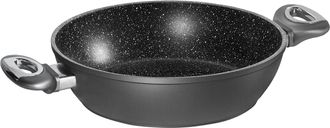 STONELINE Made in Germany Servierpfanne 24 cm Antihaft Pfanne Hoher Rand zum fettfrei Braten, Antihaftbeschichtet mit echten Steinpartikeln, Induktionspfanne fü