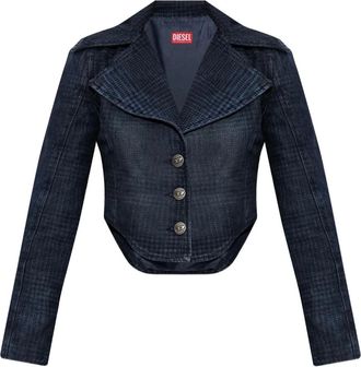 Diesel Femme, Vestes, Bleu, Taille: 36 FR Veste Courte en Denim Prince de Galles