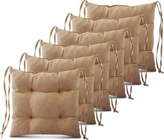 MG Design 6er-Set Stuhlkissen 40x40 cm beige - Stuhlkissen mit B&auml;ndern, Steppkissen, Bodenkissen - Sitzkissen f&uuml;r Gartenstuhl, f&uuml;r Indoor und Outdoor, Outdoor S