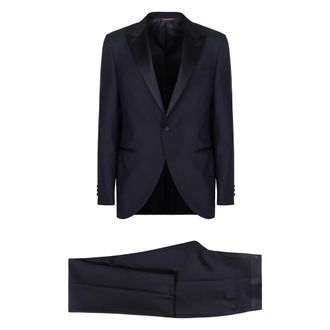Canali Wollanzug mit Satinrevers - - Suits - Herren - Blau - M