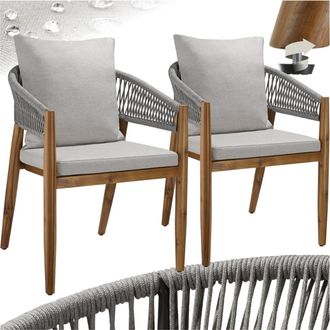 TecTake Gartenm&ouml;bel Set, Gartenstuhl Holz Rope Design, Balkon Sessel, Outdoor M&ouml;bel, Gartenst&uuml;hle, Balkonm&ouml;bel, Terrassenm&ouml;bel, Wintergarten, Sitzgruppe Outdo