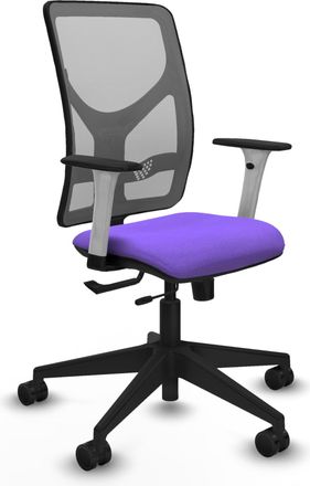 Piqueras y Crespo B&uuml;rostuhl mit hoher R&uuml;ckenlehne, mit wei&szlig;en und schwarzen Armlehnen, h&ouml;henverstellbare Lendenwirbelst&uuml;tze, ausgestattet mit Syncro/Traslack. Grau/Lila