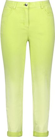 Samoon Damen Hose Jeans verkürzt Farbverlauf, unifarben 7/8 Länge Lemon Green 54