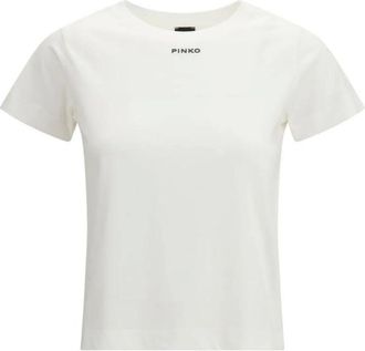 Pinko Pinko, Femme, Tops, Blanc, Taille: 36 FR T-shirt classique en coton &agrave; col rond