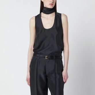 Durazzi Milano Dunkelgraues Seidentop mit Schal