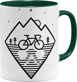 OM3 Bicycle Fahrrad Kaffee-Tasse mit Minimalistisches Design f&uuml;r Radfahrer Bike-Liebhaber - Cycling Cyclist Biking Fahrradfahrer - Keramik Becher - 325ml 