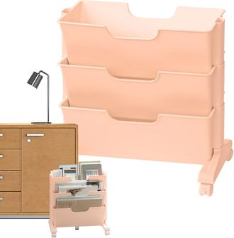 Generic Bücherwagen mit Rädern, Bücherwagen mit Rollen, mobiles 3-lagiges Bücherregal - Akten-Organizerwagen mit Rädern für Kühlbücher