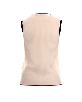 Max Mara Womens Sleeveless Viscose Top White-Blue Jumpers White/blue Sweater