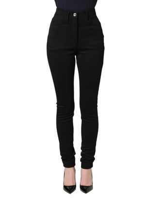 Dolce & Gabbana Womens Black Nylon Stretch Skinny High Waist Pants Elastane