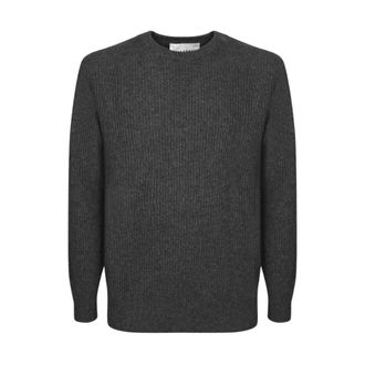 Amaranto Rundhals-Pullover mit Rippstrick - - Knitwear - Herren - Grau - S