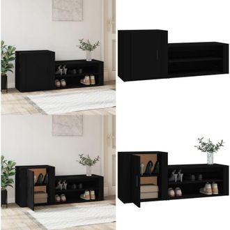 vidaXL Armoire à chaussures Noir 130x35x54 cm Bois dingénierie - Armoire à Chaussures - Rangements Chaussures - Étagère à Chaussures - Meuble Chaussure
