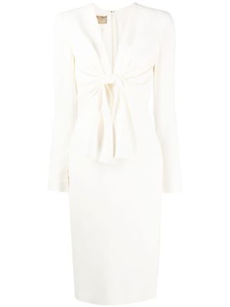 Elie Saab robe en cr&ecirc;pe &agrave; coupe mi-longue - Blanc