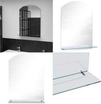 vidaXL Wandspiegel mit Regal 50×70 cm Hartglas - Wandspiegel - Spiegelleiste - Badezimmerspiegel - Wohnraumspiegel - Schlafzimmerspiegel - Home & Living