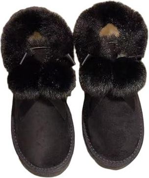 Generic JJDFW Bottes de neige pour femme Automne Hiver Mignon Boule de Poil empil&eacute; &Eacute;pais Chaussures de pain Chaudes Chaussures en Coton, Noir, 39 1/3 EU