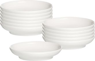 Ritzenhoff & Breker Levi Beilagenteller 10 cm, 12er Set, Runde Brotteller mit leichten Reliefstreifen, Sp&uuml;lmaschinenfest, Porzellan, Wei&szlig;