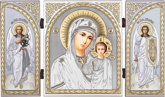 NKlaus Gottesmutter von Kazan - Ikone Triptychon Christlich - Holz Altar Ikonografie 16905