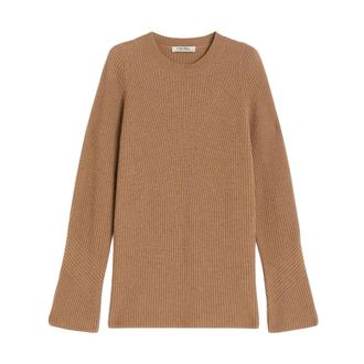 Max Mara Femme, Pulls, Beige, Taille: 40 FR Molveno Rib-knit Sweater