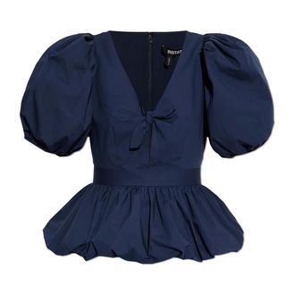 Rotate Rotate Birger Christensen, Femme, Blouses et Chemises, Bleu, Taille: 38 FR Haut avec manches bouffantes