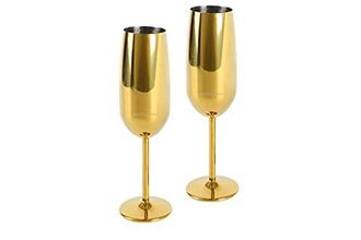 Echtwerk Echtwerk Sektglas, Champagnerglas, Sektkelche aus Edelstahl, Unzerbrechliche Gl&auml;ser, Partygl&auml;ser f&uuml;r Hochzeit/Geburtstag/Picknick, Geschenkset, 2-tlg,
