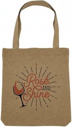 Fabulous Sac Shopping Tote Bag Aspect Lin - Ros&eacute; and Shine - Rise and Shine Wine Pun Sac de Courses Toile Epaisse 360g Beige Naturel Cabas Port&eacute; Epaule Solide 