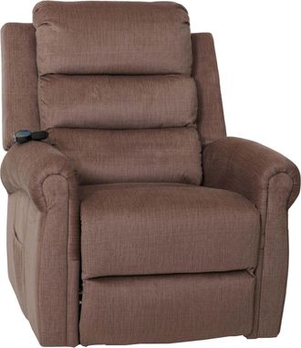 Mendler Fernsehsessel HWC-K63, Relaxsessel, Liegefunktion Aufstehhilfe Massage Heizfunktion, Stoff 220g/m² Chenille - braun