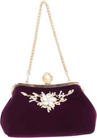 Garneck Sac de Soir&eacute;e Femme &agrave; Paillettes avec Cha&icirc;ne Amovible Pochette Banquet &Eacute;l&eacute;gante pour Mariage Cocktail Sac Main Bandouli&egrave;re Multifonction Tissu Peluche